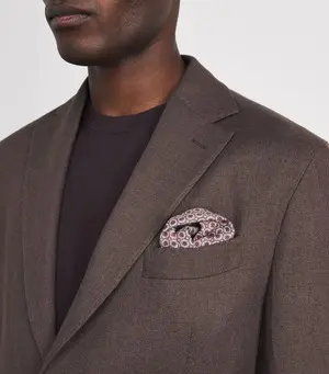 Eleventy Cotton-wool Geometric Pocket Square