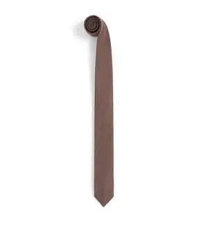 Eleventy Wool-silk-cashmere Neck Tie - Brown