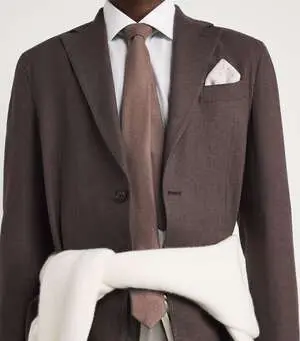 Eleventy Wool-silk-cashmere Neck Tie - Brown