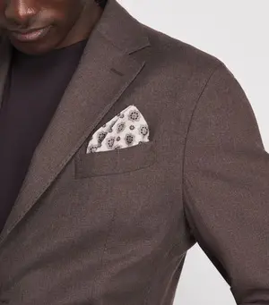 Eleventy Cotton-wool Geometric Pocket Square - Ivory