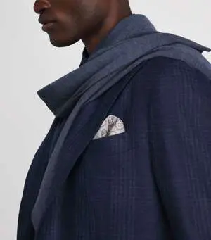 Eleventy Cotton-wool Geometric Pocket Square - Grey