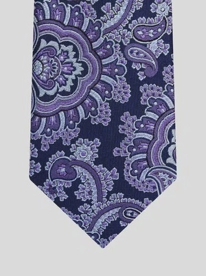 Etro Patchwork Pointed Tip Tie - Navy Blue