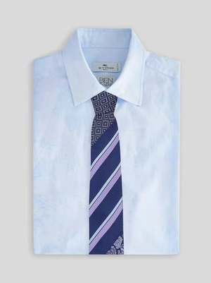Etro Patchwork Pointed Tip Tie - Navy Blue