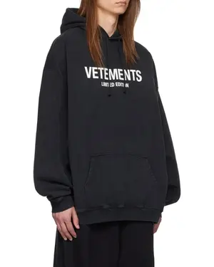Vetements Logo Printed Drawstring Hoodie