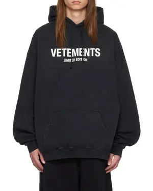 Vetements Logo Printed Drawstring Hoodie