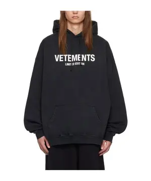 Vetements Logo Printed Drawstring Hoodie
