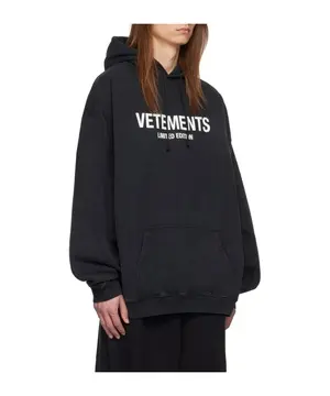 Vetements Logo Printed Drawstring Hoodie
