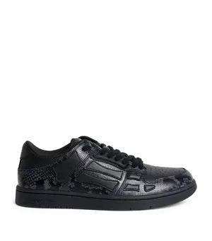 Amiri Leather Python-print Skel Top Low Sneakers
