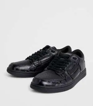 Amiri Leather Python-print Skel Top Low Sneakers