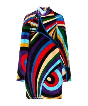 Emilio Pucci Iride-print Velvet Mini Dress - Black/multicolor