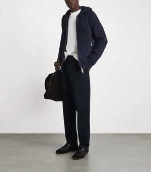 Eleventy Suede-trim Padded Jacket