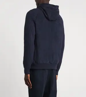 Eleventy Suede-trim Padded Jacket