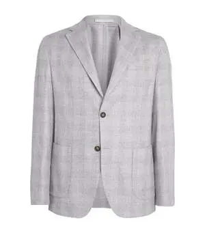 Eleventy Silk-cashmere Check Unstructured Blazer