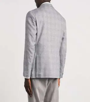 Eleventy Silk-cashmere Check Unstructured Blazer