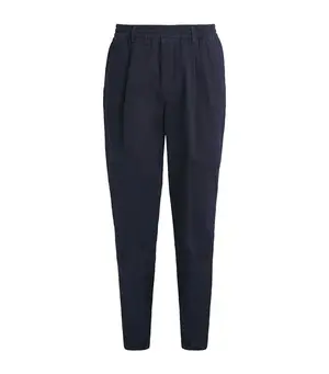Eleventy Stretch-cotton Pleated Straight Trousers