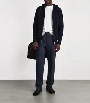 Eleventy Stretch-cotton Pleated Straight Trousers
