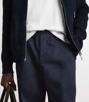 Eleventy Stretch-cotton Pleated Straight Trousers