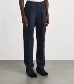 Eleventy Stretch-cotton Pleated Straight Trousers