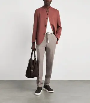 Eleventy Drawstring Pleated Straight Trousers