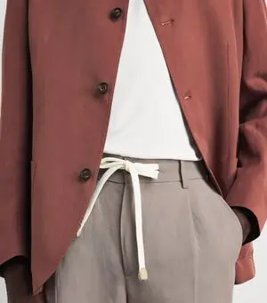 Eleventy Drawstring Pleated Straight Trousers