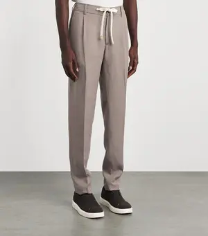 Eleventy Drawstring Pleated Straight Trousers