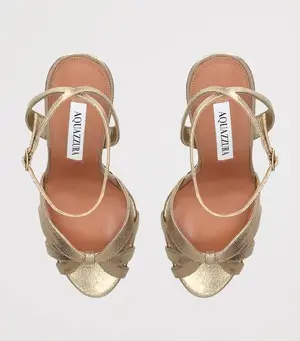 AQUAZZURA Metallic Leather Soulmate Heeled Sandals 105