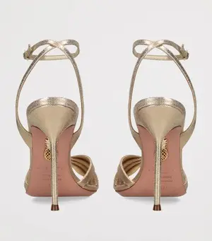 AQUAZZURA Metallic Leather Soulmate Heeled Sandals 105