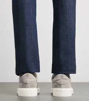 Eleventy Suede Embroidered Sneakers