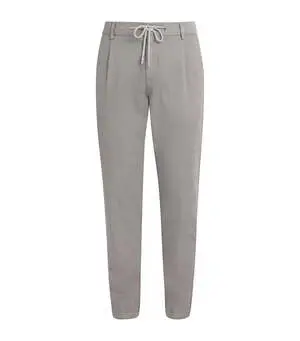 Eleventy Twill Drawstring Pleated Straight Trousers - Green