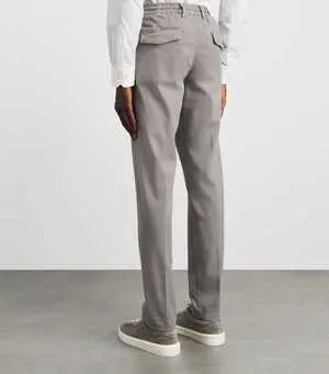 Eleventy Twill Drawstring Pleated Straight Trousers - Green