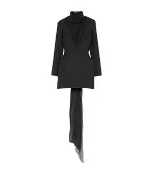 Alexander McQueen Tweed Tie-neck Mini Dress