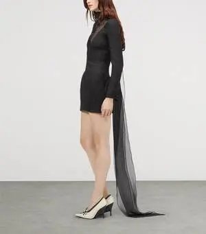 Alexander McQueen Tweed Tie-neck Mini Dress