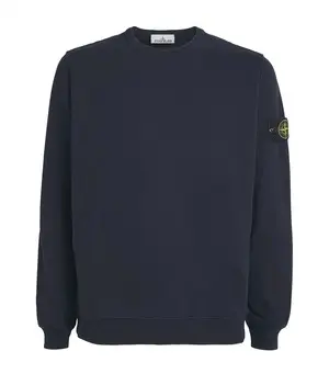 Stone Island Cotton Compass Logo Sweatshirt - Navy