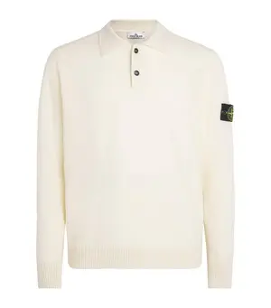 Stone Island Virgin Wool Polo Sweater - Ivory