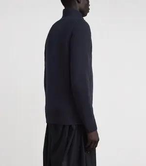 Stone Island Wool-blend Button-up Sweater - Navy