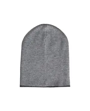 Brunello Cucinelli Contrast-trimmed Knitted Beanie - Gray