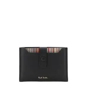 Paul Smith Signature Stripe Logo Printed Cardholder - Black