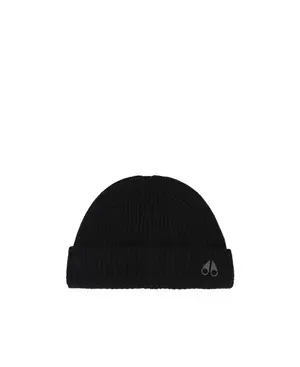 Moose Knuckles Logo Patch Knitted Beanie - Black
