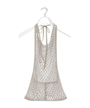 LEMAIRE Fishnet Halter Top - White