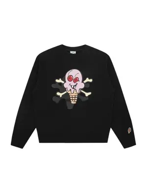 ICECREAM Long-sleeved Crew Neck Sweatshirt - Black