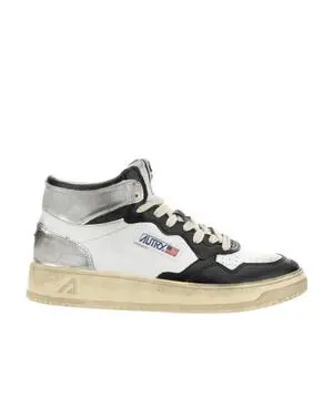 AUTRY Distressed High-top Lace-up Sneakers - Nude