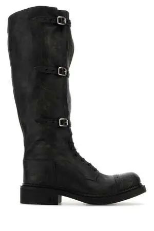 Miu Miu Leather Boots - Black