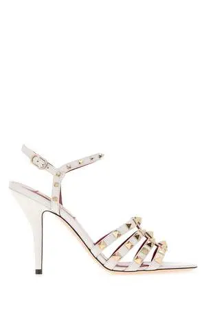 Valentino Garavani Leather Rockstud Sandals - White
