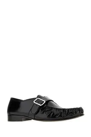Marni Glossed Leather Buckled Moccasins