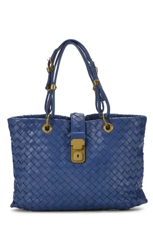 Bottega Veneta Blue Intrecciato Capri Tote Small Blue