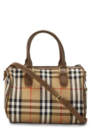 Burberry Haymarket Check Boston Bag - Brown