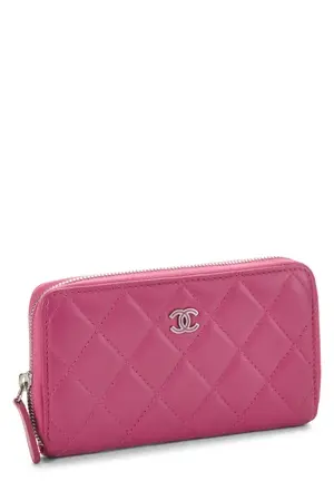 Chanel Quilted Lambskin Compact Zip Around Wallet