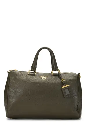Prada Vitello Daino Convertible Bauletto Handbag - Green