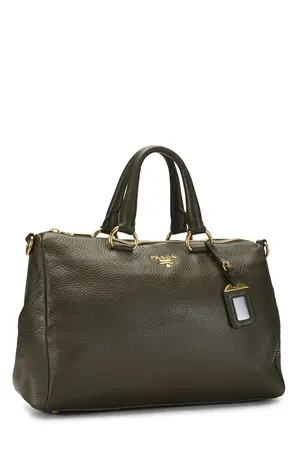 Prada Vitello Daino Convertible Bauletto Handbag - Green