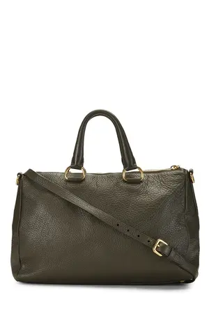Prada Vitello Daino Convertible Bauletto Handbag - Green